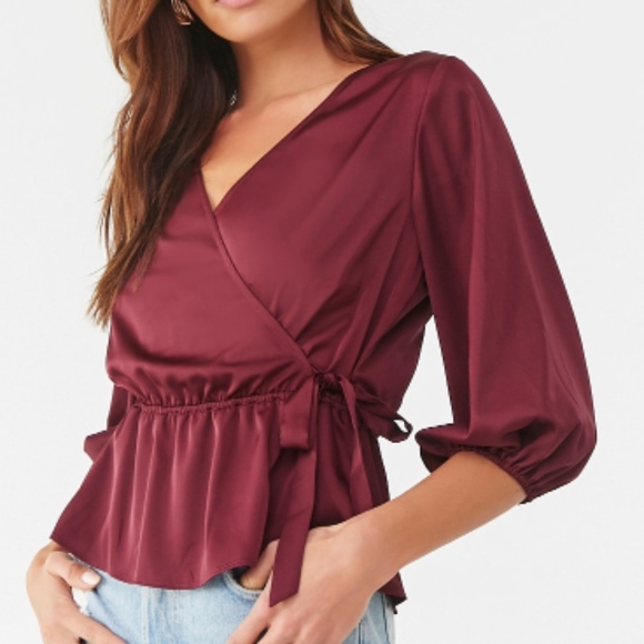 Forever 21 | Tops | Nwt Satin Faux Wrap Top | Poshmark